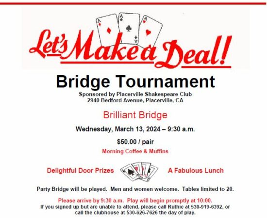 Club Events | Placerville Shakespeare Club